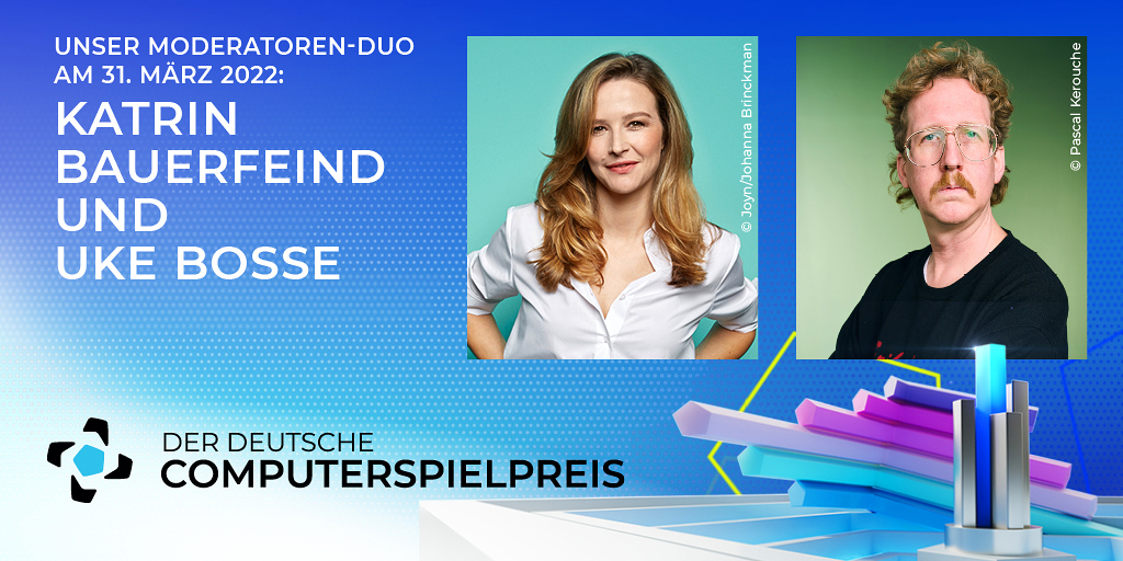 Deutscher Computerspielpreis: Katrin Bauerfeind und Uke Bosse moderieren